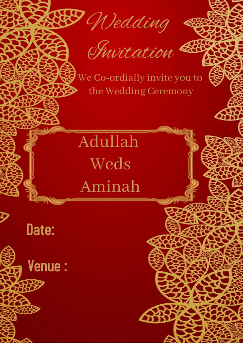 Islamic Wedding Invitation template | PosterMyWall