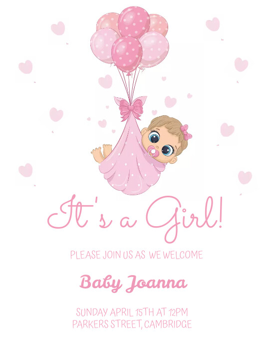 It's a Girl Event Flyer Invitation Template | PosterMyWall