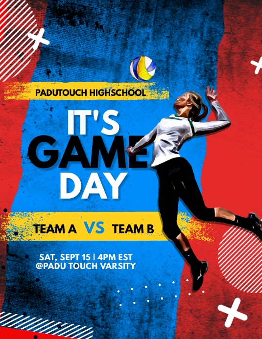 It's Game Day Volleyball Flyer Poster Templat Template | PosterMyWall