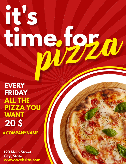 it's time for pizza flyer advertisement Template | PosterMyWall