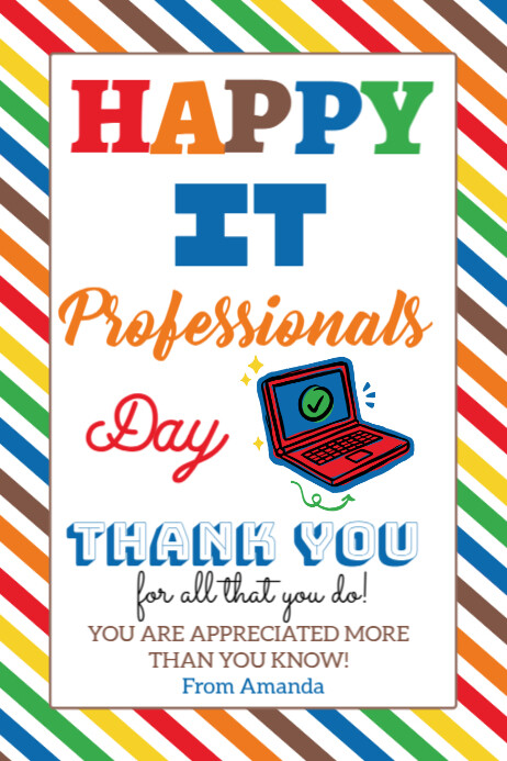 IT Professionals Day Gift Tag: Template | PosterMyWall
