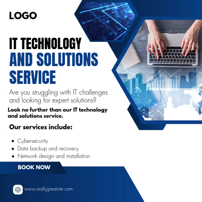 IT TECHNOLOGY SOLUTIONS Template | PosterMyWall