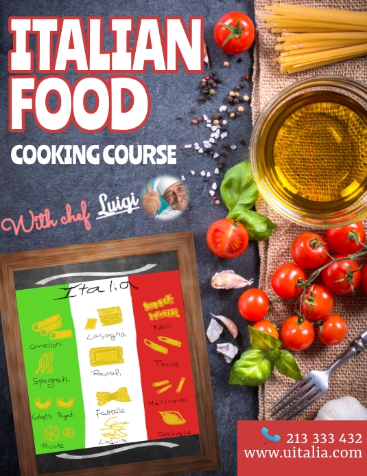 Italian Food Cooking Course Flyer Template | PosterMyWall