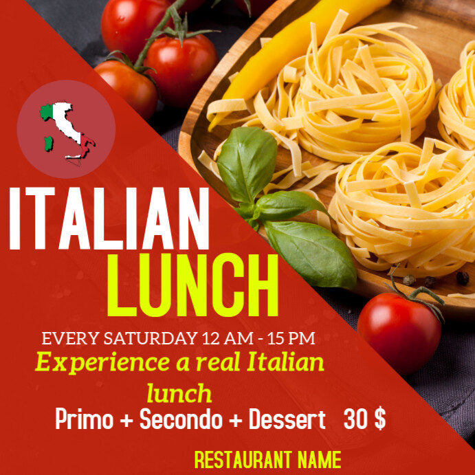Italian lunch instagram post advertisement Template | PosterMyWall