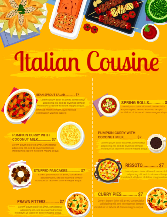 Italian Menu Template | PosterMyWall