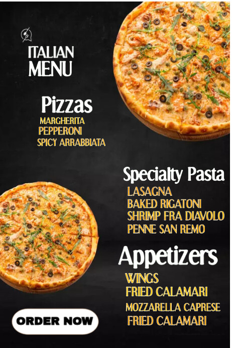 ITALIAN MENU Template | PosterMyWall