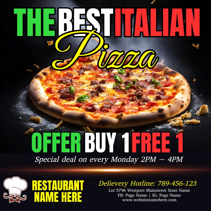 Italian Pizza Special Offer Ad Poster Template | PosterMyWall