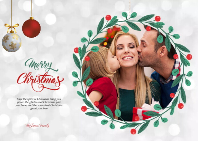 Ivory & Red Elegant Family Bauble Merry Chris Template | PosterMyWall