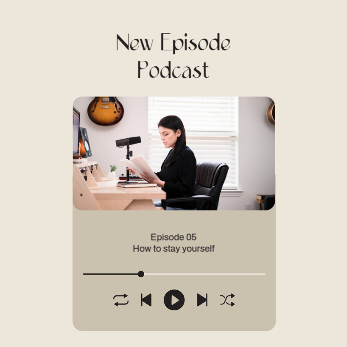 Ivory and Black Minimalist New Episode Podcast Instagram Post Template ...