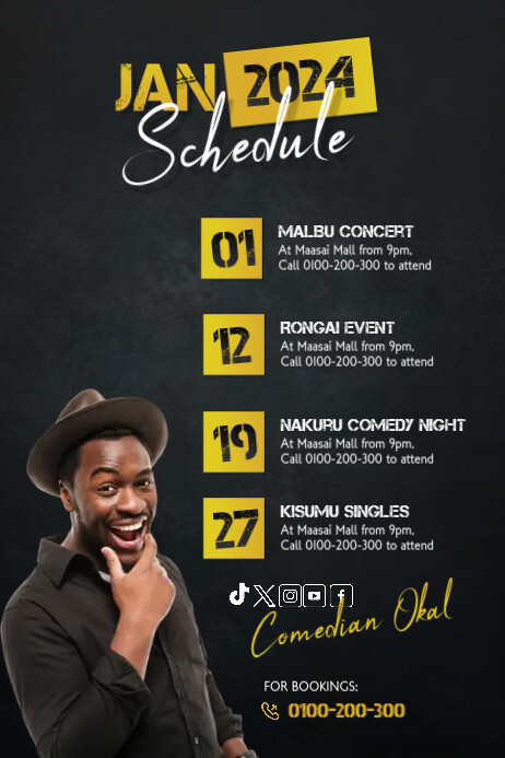 Jan 2024 schedule Template | PosterMyWall