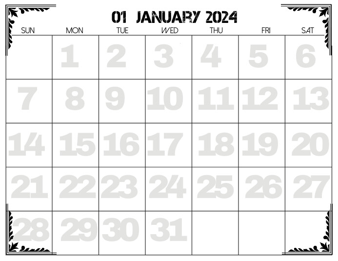 January 2024 Calendar Planner Template | PosterMyWall