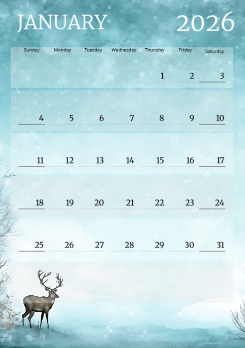 January 2025 Calendar A4 Template | PosterMyWall