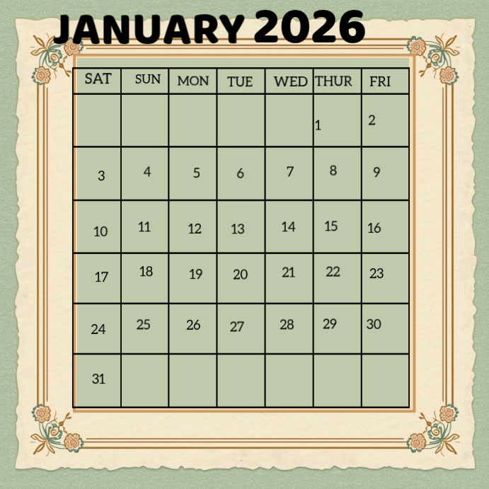 January 2026 Calendar Design Template | PosterMyWall