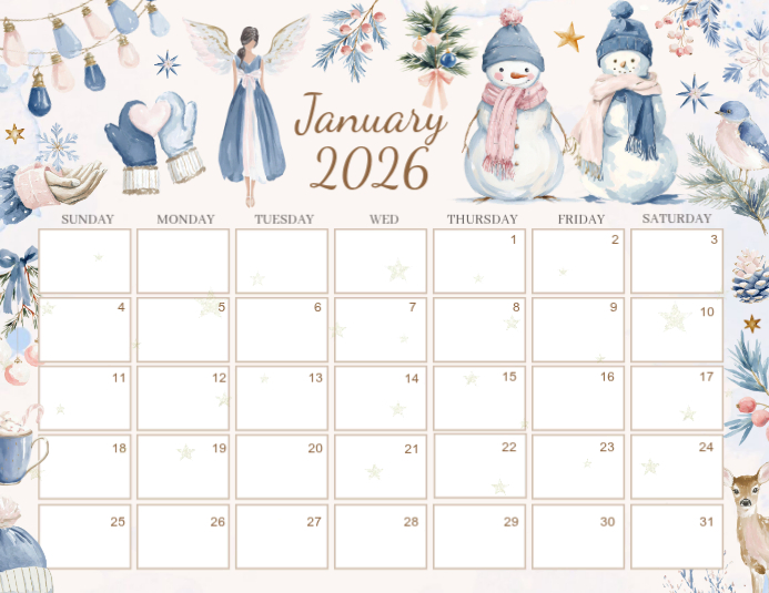 January 2026 Calendar Printable Template | PosterMyWall