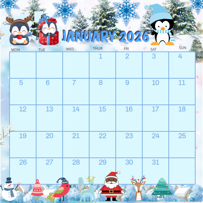 January 2026 calender Template | PosterMyWall