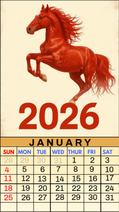 January 2026 Calender/ Monthly planner 2026 templaat | PosterMyWall