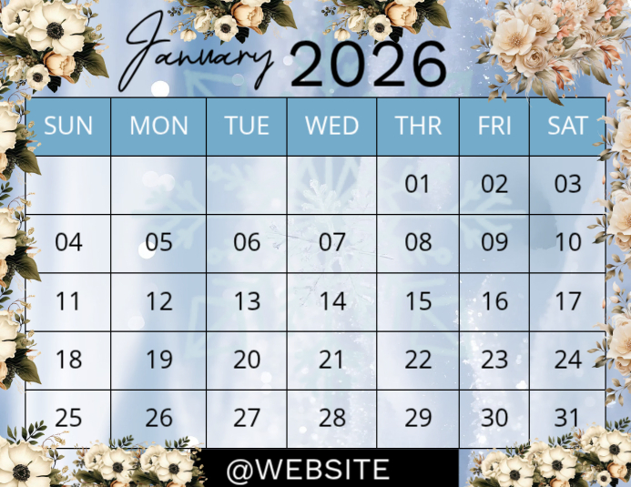 January calendar 2026 Template | PosterMyWall