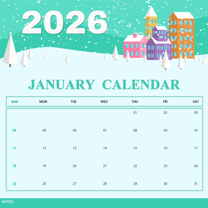 january calendar 2026 Template | PosterMyWall