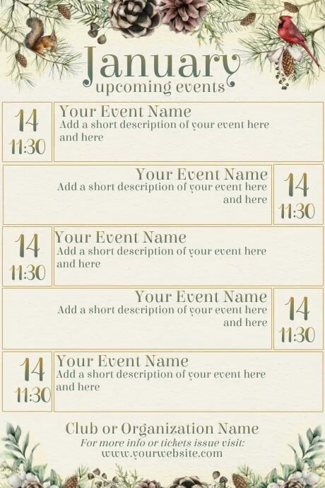 January Calendar by Paula Template | PosterMyWall