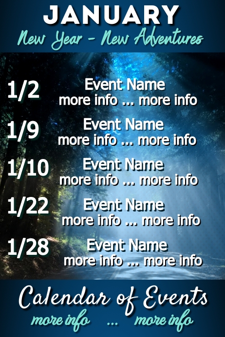 January Calendar of Events (1) Template | PosterMyWall