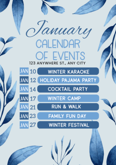 January Calendar Of Events Template | PosterMyWall
