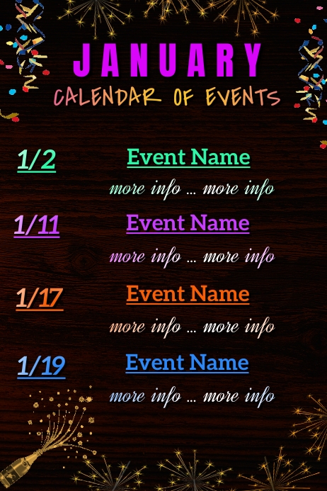 January Calendar of Events Template | PosterMyWall