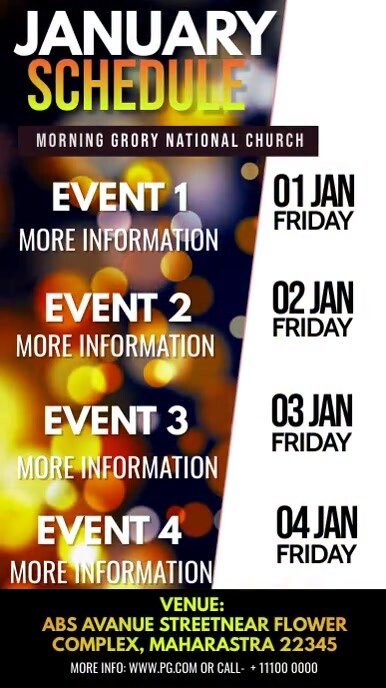 Copy of january event schedule template | PosterMyWall