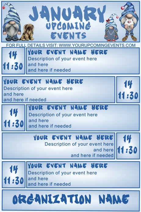 January Upcoming Events Calendar Template | PosterMyWall