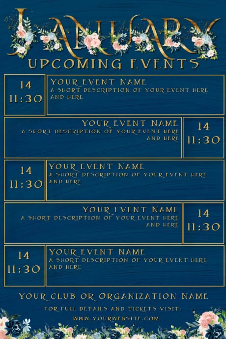 January Upcoming Events Calendar Template | PosterMyWall