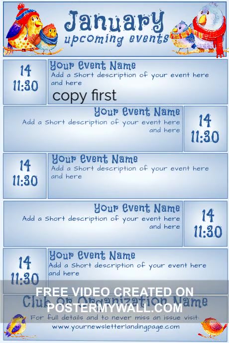 January Upcoming Events Calendar Template | PosterMyWall
