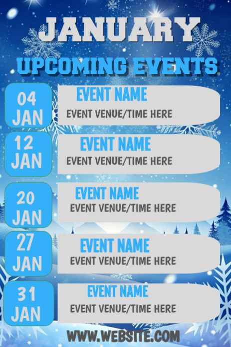 January Upcoming Events calender Template | PosterMyWall
