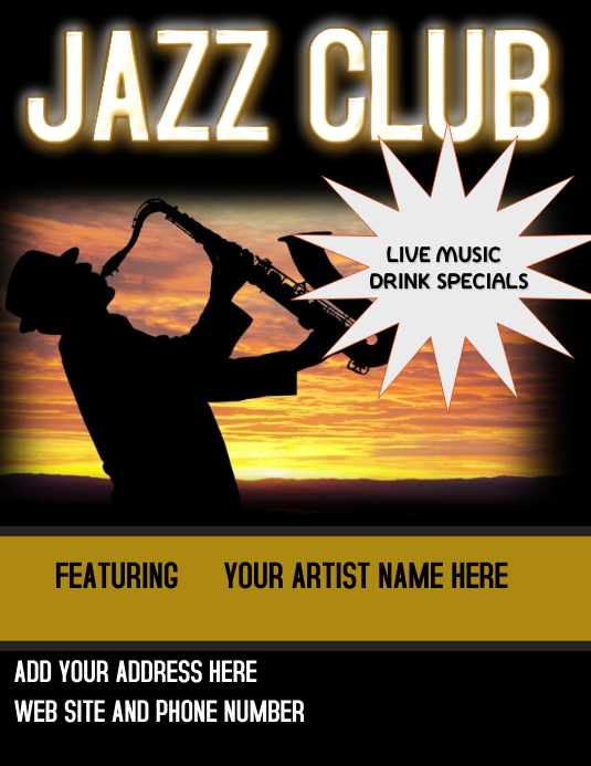 Plantilla de El Barra de Jazz | PosterMyWall