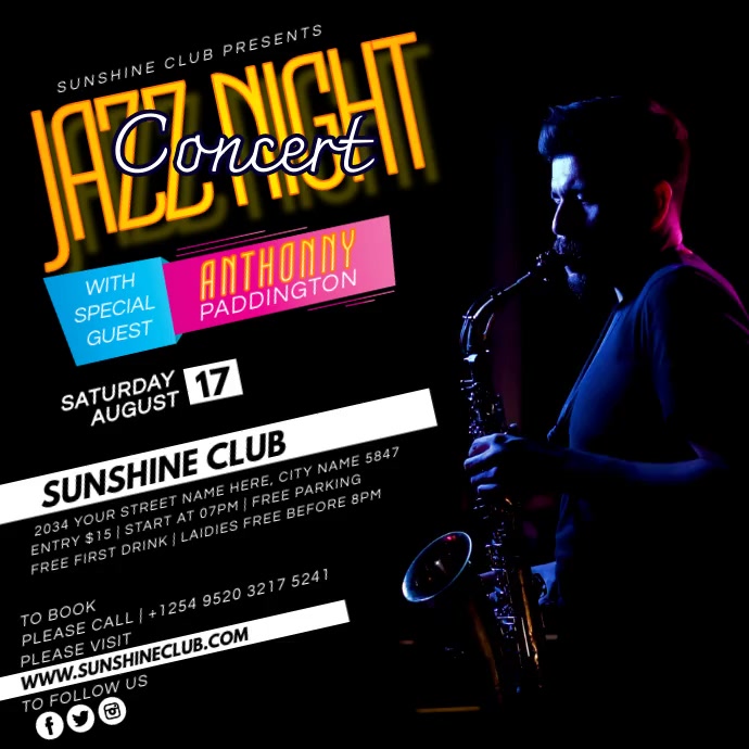 Jazz Night Concert Post Template | PosterMyWall