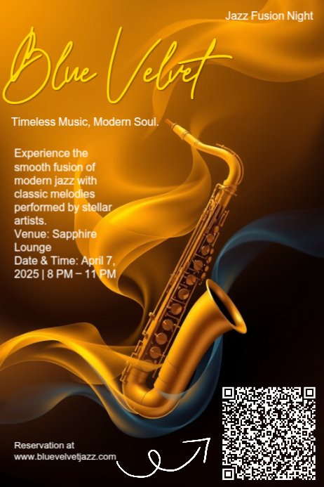 Jazz Night Poster Template | Elegant Fusion Music Event Design ...