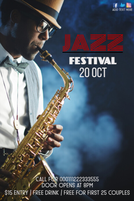Jazz Poster Art jazz concert advertisment Template | PosterMyWall