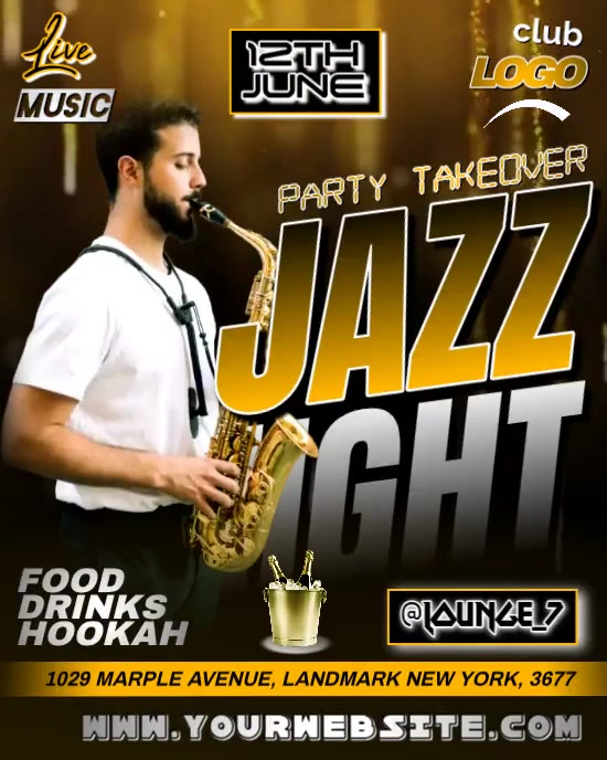Plantilla de JAZZ TAKEOVER NIGHT PARTY TEMPLATE | PosterMyWall