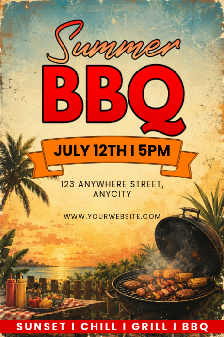 Orange Summer Bbq Posters Template | PosterMyWall