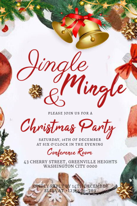 jingle and mingle christmas party Template | PosterMyWall