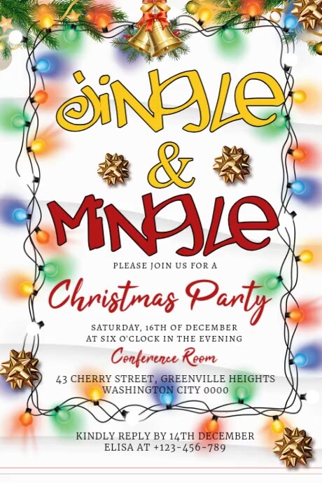 Jingle And Mingle Christmas Party Poster Template | PosterMyWall