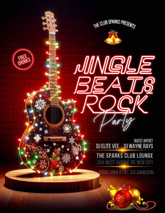 Jingle beats christmas party flyer template | PosterMyWall