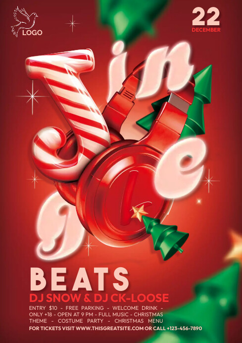 Jingle Beats Party Christmas Edition Template | PosterMyWall