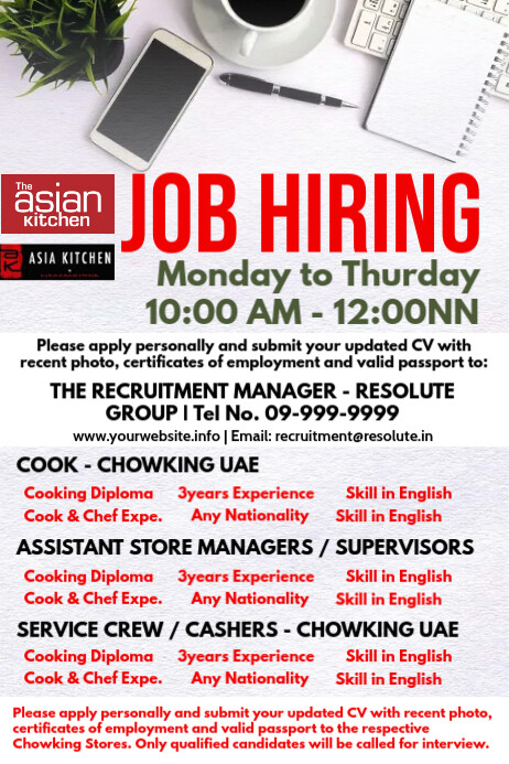 Job Hiring Info Promo Template | PosterMyWall