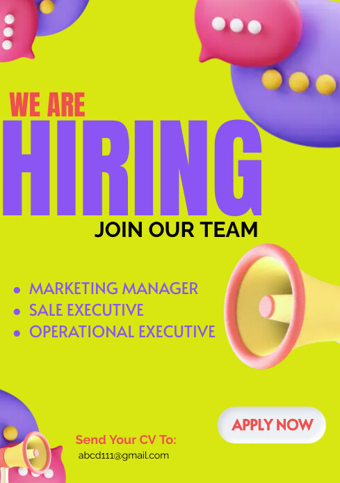 Copy of job hiring now we need a person full packegs | PosterMyWall