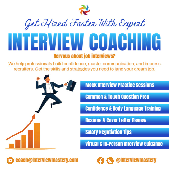Job Interview Coach Flyer Template Mock Interviews, Resume Review ...