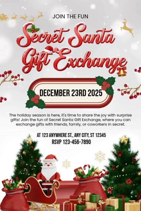 Join Secret Santa Gift Exchange Template | PosterMyWall