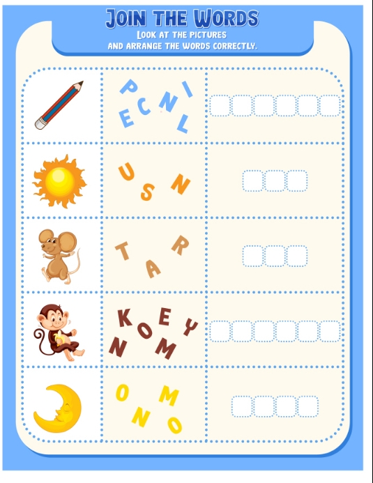 Copy of Join the word together worksheet | PosterMyWall