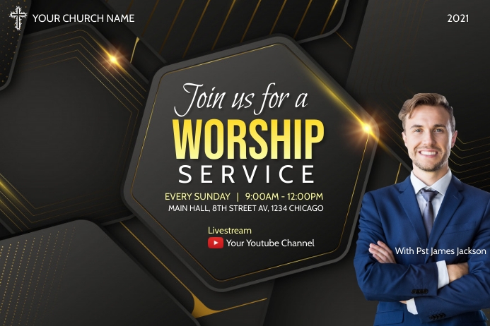 join us for a worship service Template | PosterMyWall