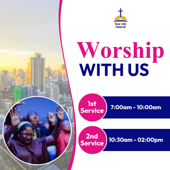 Join us for church Sunday service flyer Template | PosterMyWall