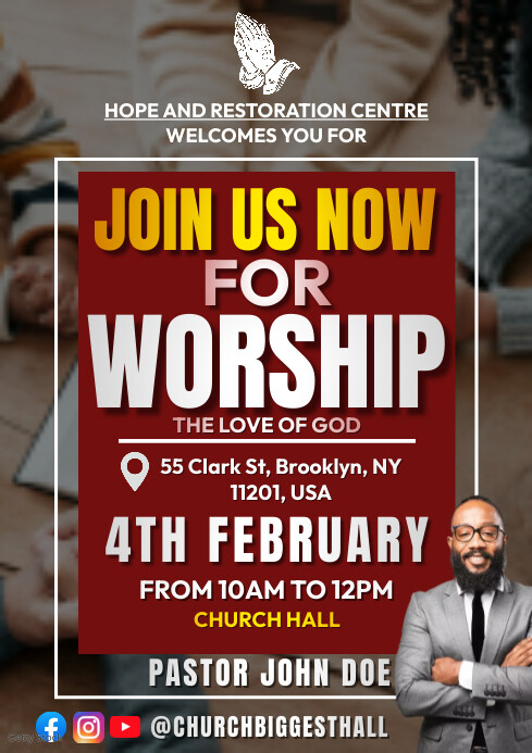 join us for worship Template | PosterMyWall