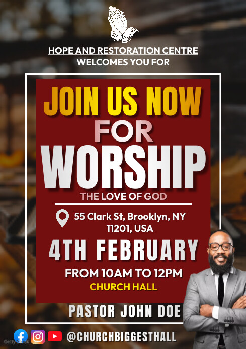 join us for worship Template | PosterMyWall